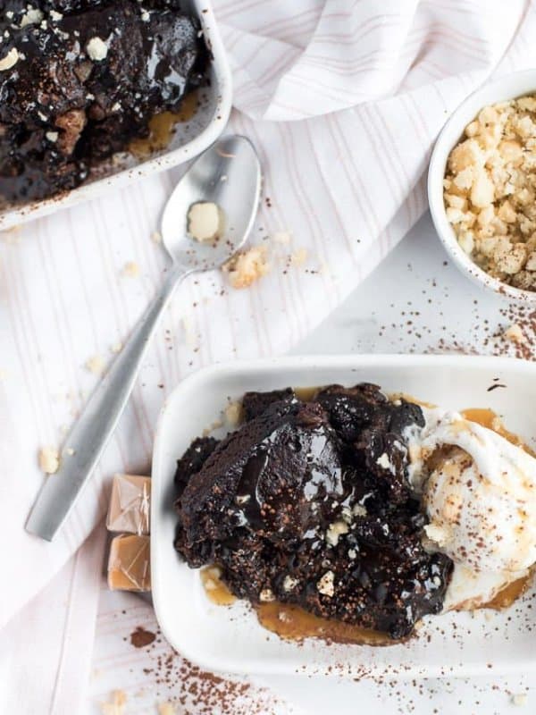 DARK CHOCOLATE CARAMEL BROWNIE PUDDING STORY